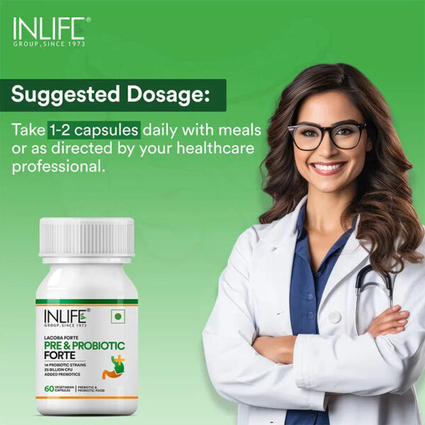 Inlife Prebiotic & Probiotics Forte | 25 Billion, 14 Probiotic Strains ...